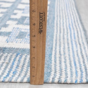 Ivory Blue Scandinavian Design High Quality Hand Woven Flatweave Kilim ...