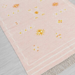 Pink Bohemian Soft Wool Boho Moroccan Rug Hand Woven Bohemian Decor ...