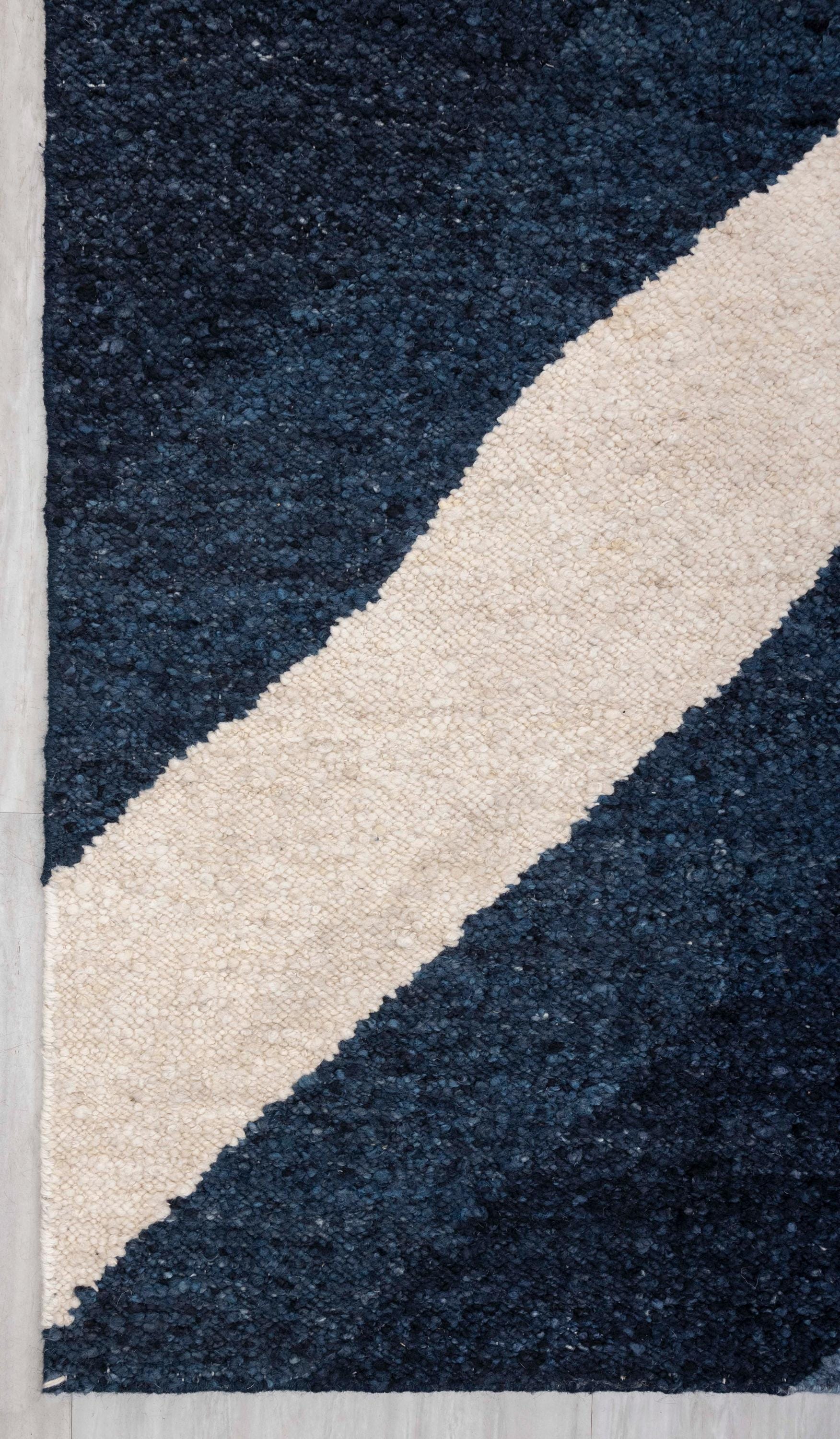 8x10 Blue Indigo Cream Wool Thick Hand Woven High Quality Bohemian ...
