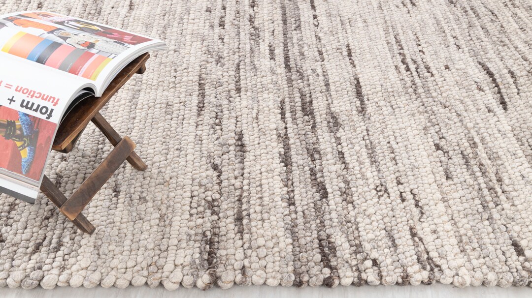 Ivory Greyish Brown High Quality Chunky Wool Felted Nordic Scandinavian ...