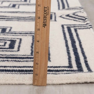White Navy Modern Geometric Design Hand Woven High Quality Wool ...