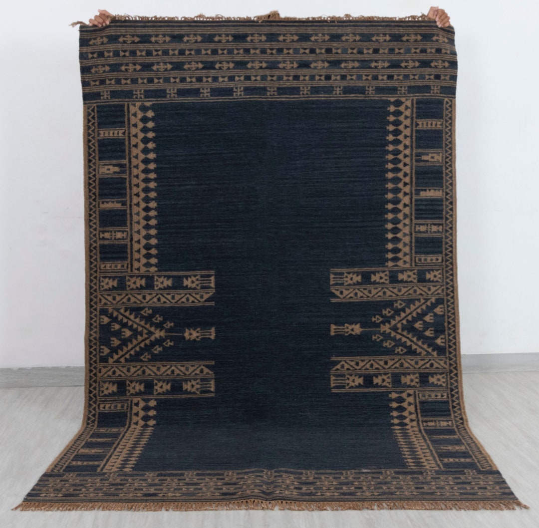 Blue Brown Gold Bohemian Boho Moroccan Rug Hand Woven Bohemian Decor ...