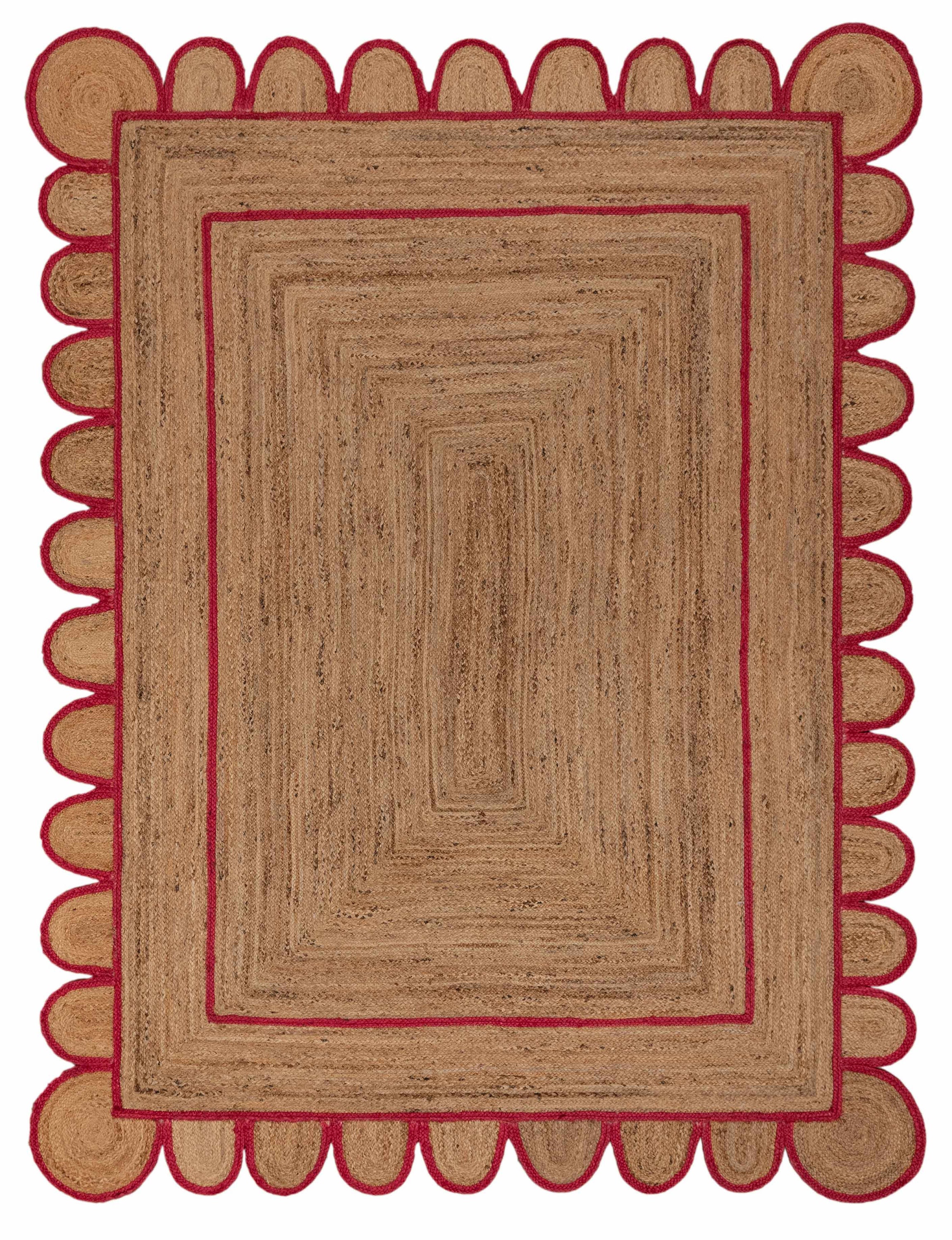 Red Jute Scallop Handmade Boho Decor Rug Scallop Rugs | Etsy