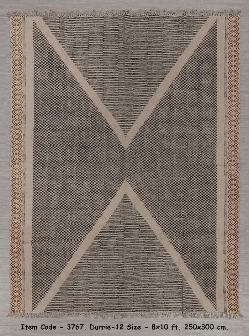 Boho Handwoven Block Printed Flatweave Cotton Rug Bohemian - Etsy