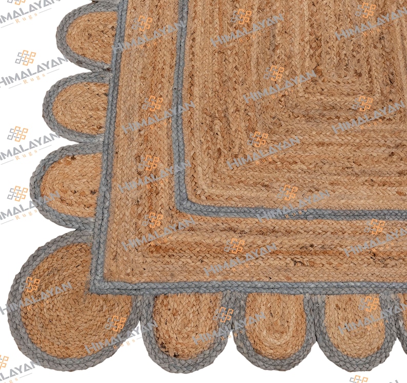 Grey Jute Scalloped Handmade Rug, Customize in Any Size and Shape..#gs ...
