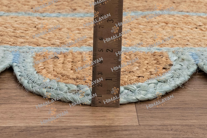 Scalloped Jute Rug Light Blue Jute Scallop Boho Decor - Etsy