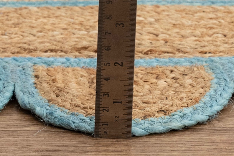 Scallop Jute Blue Hand Made RugBohemian Decor Inspire | Etsy