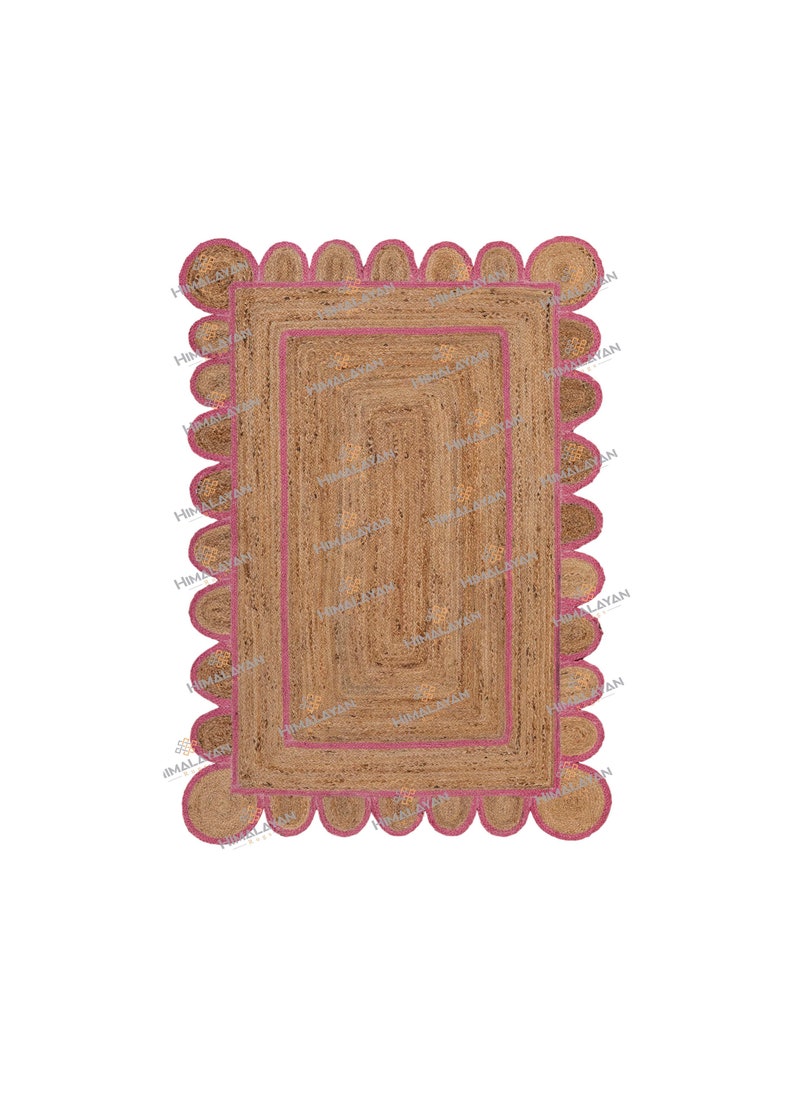 Fuchsia Pink Jute Scallop Handmade Rug Customise in Any Size | Etsy