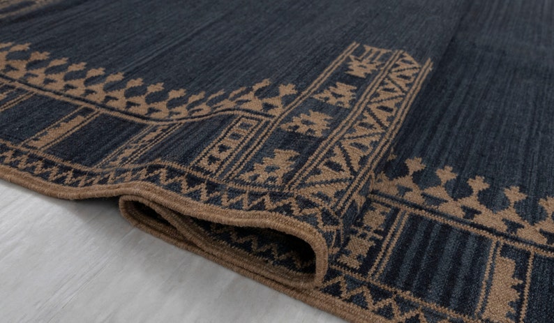 Blue Brown Gold Bohemian Boho Moroccan Rug Hand Woven Bohemian - Etsy