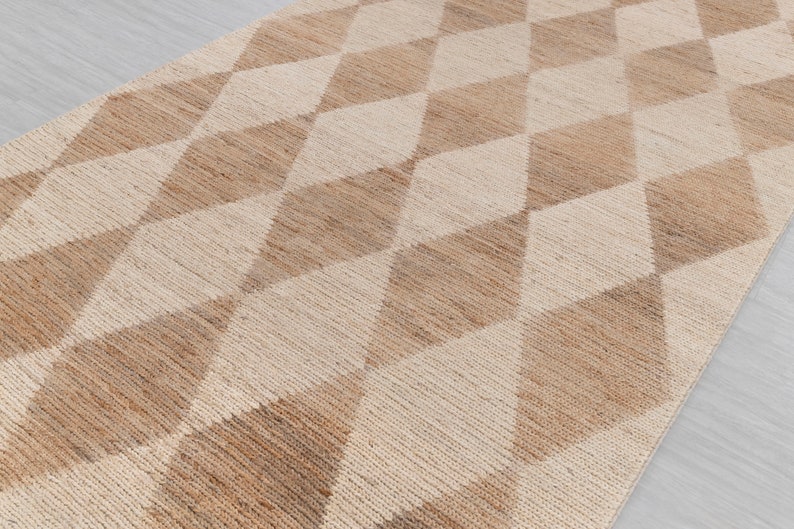 Natural Jute Gold Beige Diamond Design High Quality Hand Woven Boho ...