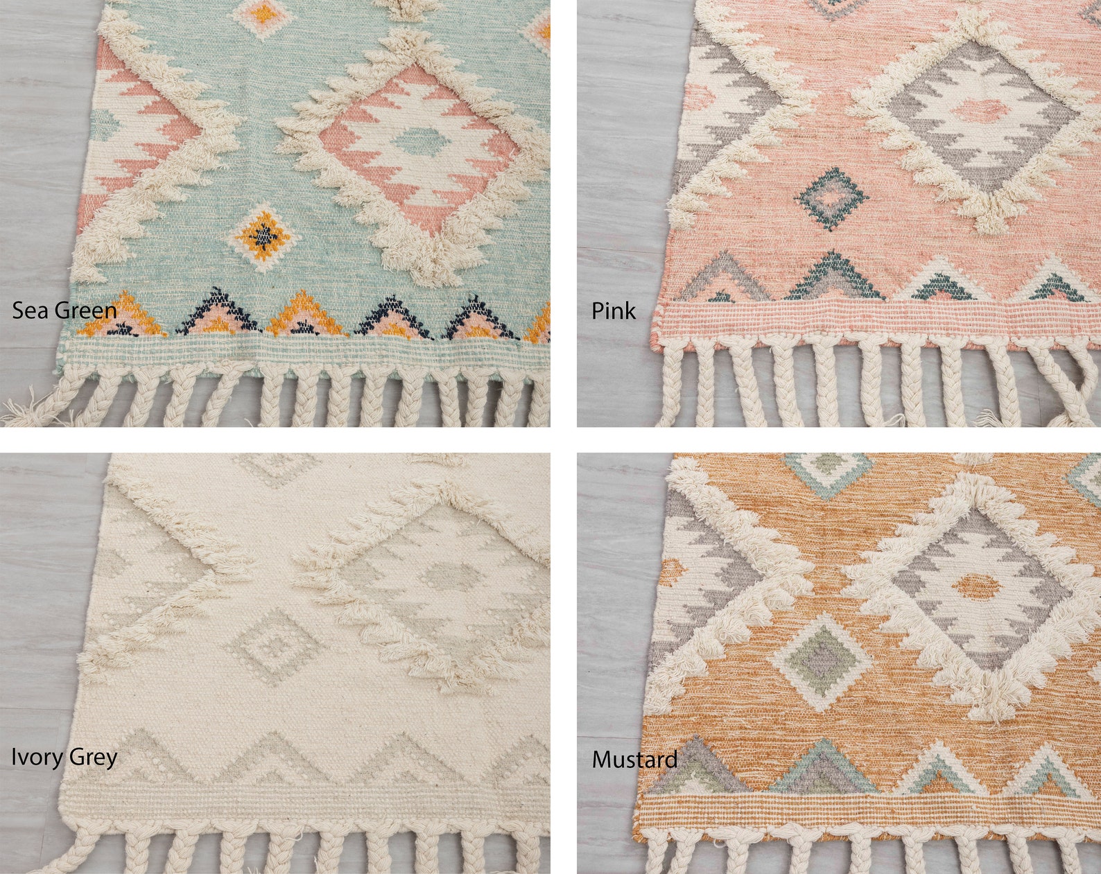 Ivory Grey Hand Woven Moroccan Inspired Bohemian Wool Rug | Etsy