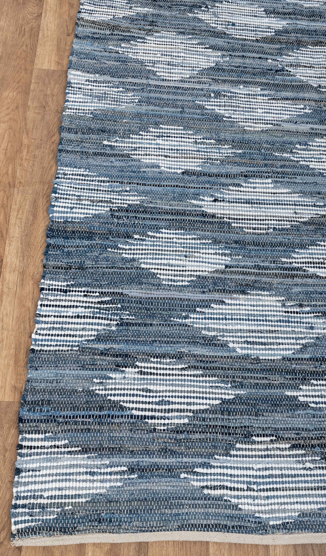 Bohemian Cotton Handmade Denim Blue White Rug Nordic Scandi - Etsy