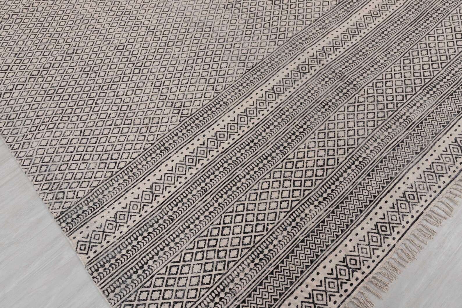 Handmade Boho Style Woven Cotton Block Print Rug South West - Etsy