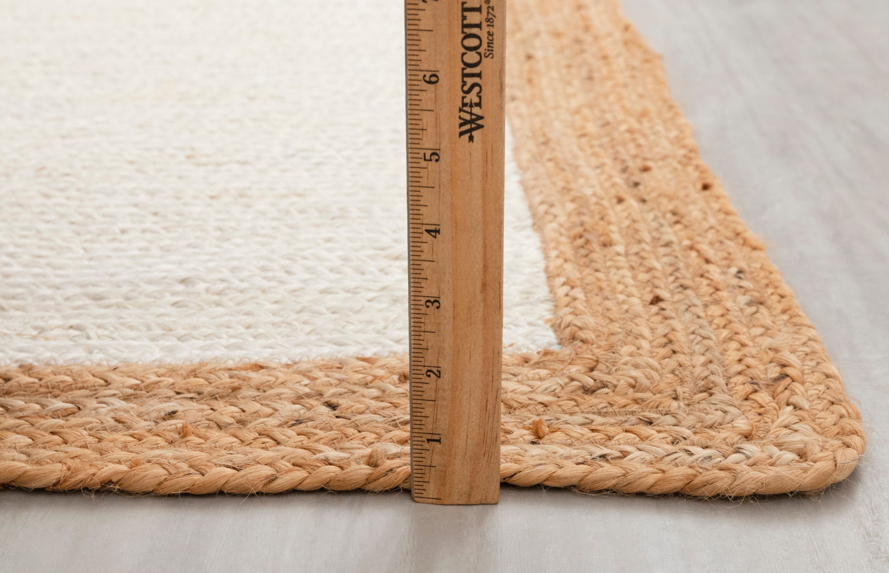 White Golden Border Jute Rug Boho Chic Handmade Braided Jute - Etsy