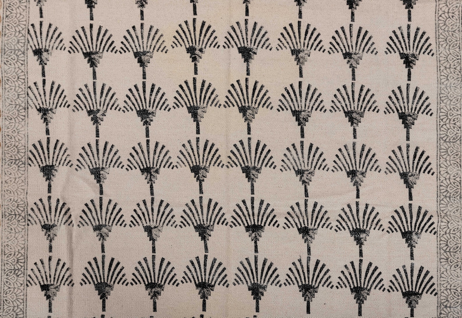 Handmade Cotton Natural Block Printed Boho Inspired Flatweave Rug...aa ...