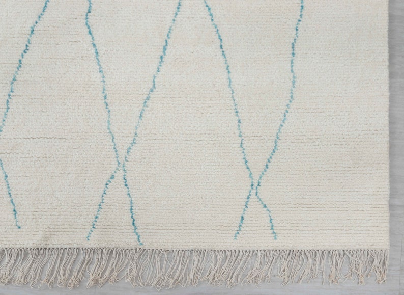 8x10 Modern White Blue Diamond Design Pattern Moroccan Rug - Etsy