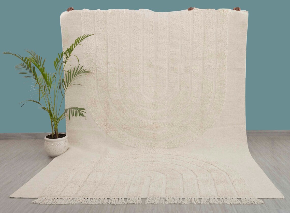 Ivory White Wool Natural Hand Made Moroccan Boho Rug - Etsy