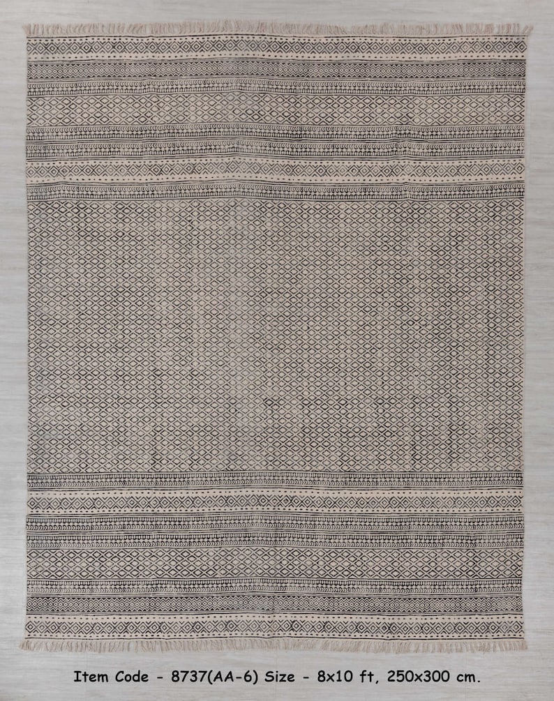 Handmade Boho Style Woven Cotton Block Print Rug South West - Etsy