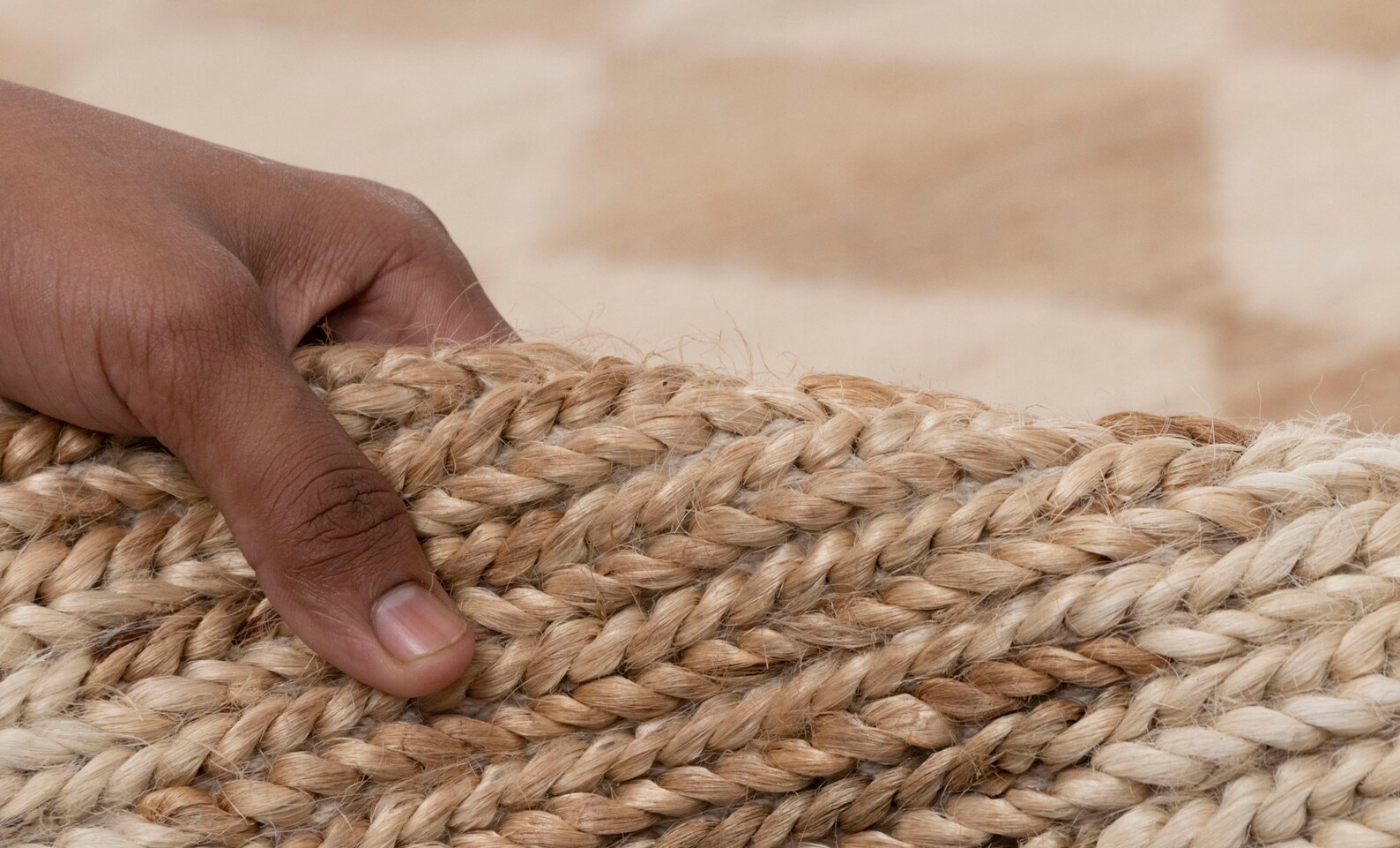 Natural Jute Gold Beige Diamond Design High Quality Hand Woven Boho ...