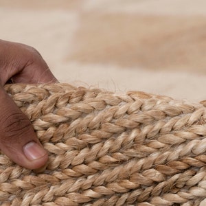 Natural Jute Gold Beige Diamond Design High Quality Hand Woven Boho ...