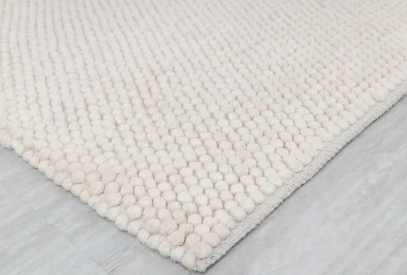 Ivory Chunky Felted Soft Wool Rug Modern Design Hand Woven Wool ...