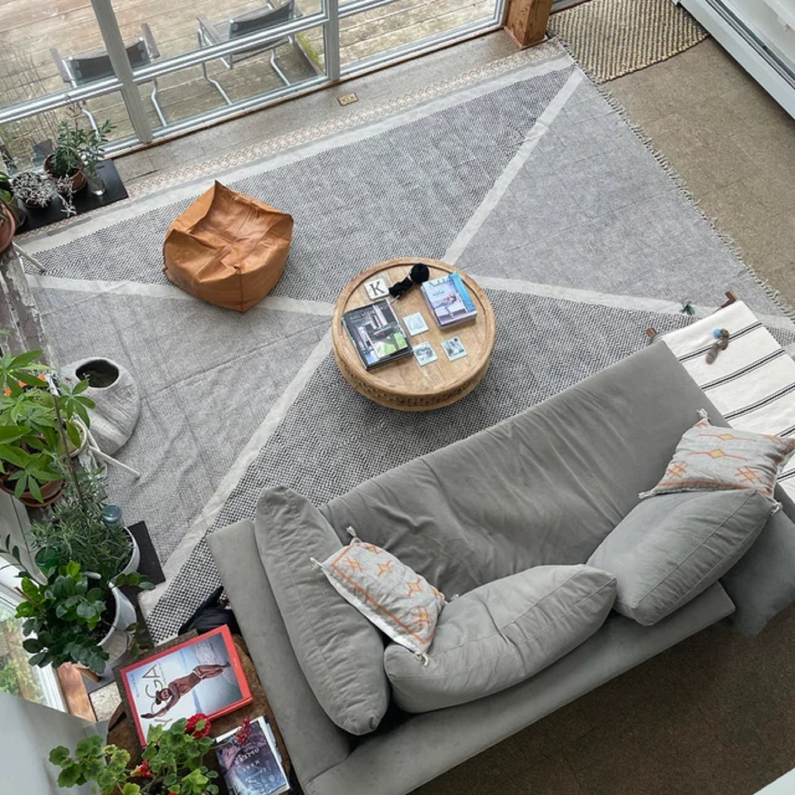 Boho Handwoven Block Printed Flatweave Cotton Rug Bohemian - Etsy