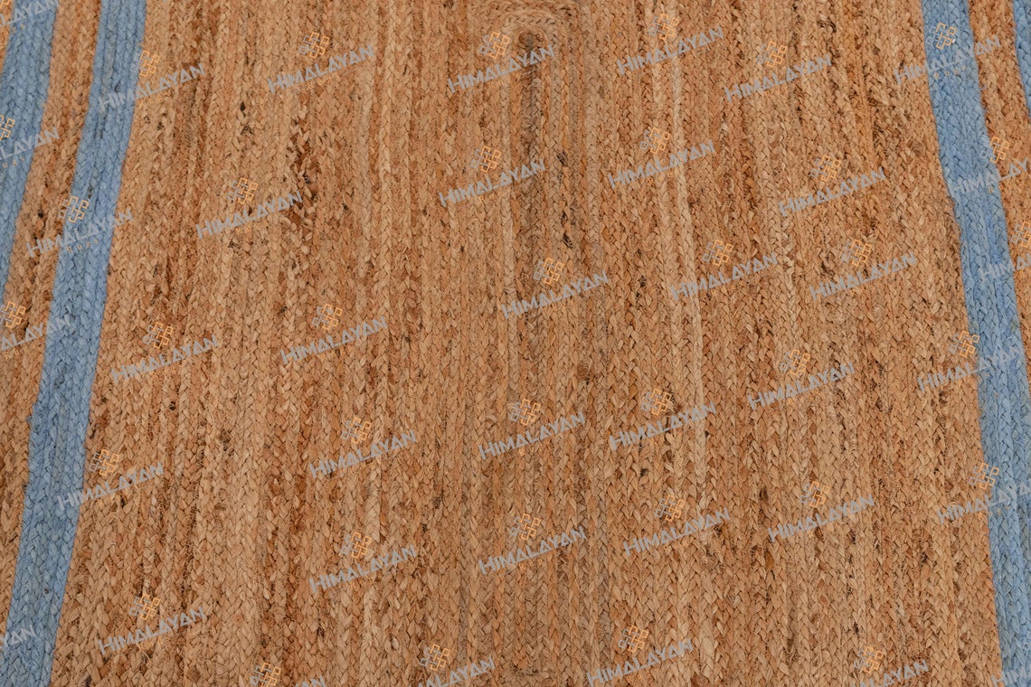 Classic Blue Jute Scallop Handmade Rug Jute Rugs Customise | Etsy