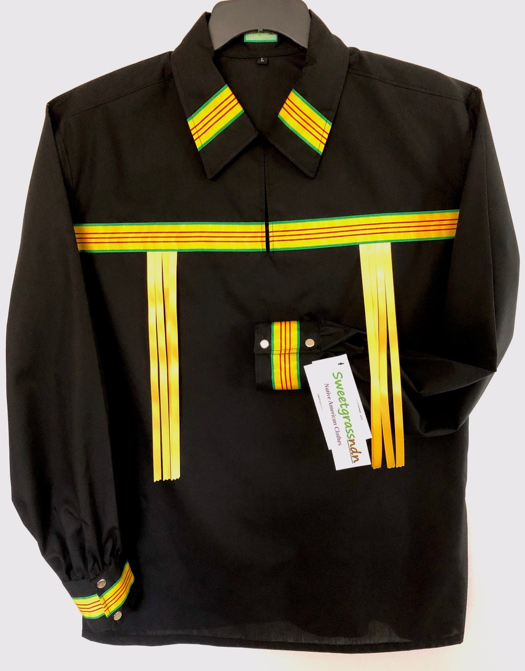 Native American VETERANS Regalia VIETNAM Pow Wow Ribbon Shirt© Size L ...
