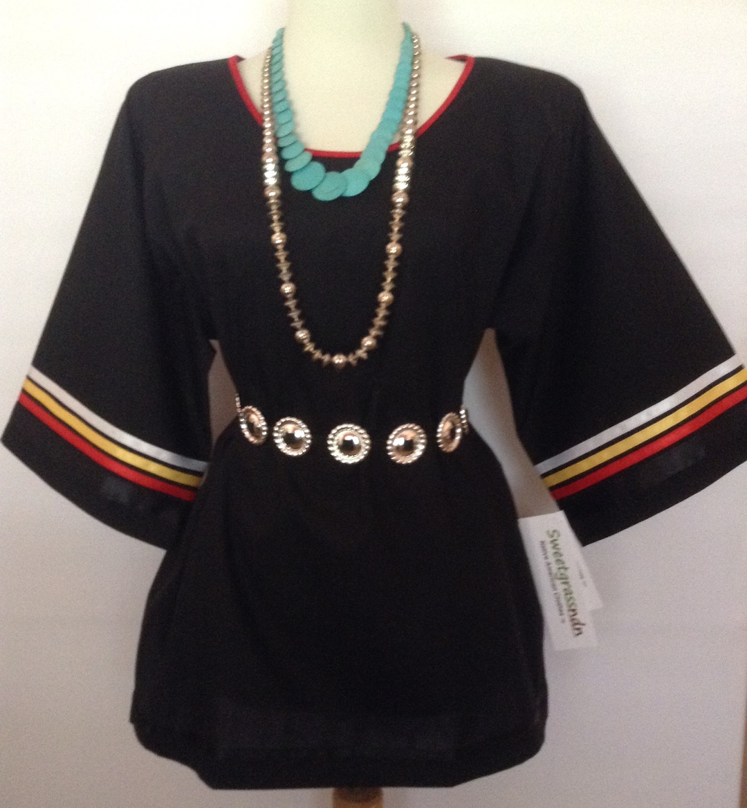Native American Traditional Ladies Pow Wow BLACK Ribbon Blouse© With ...