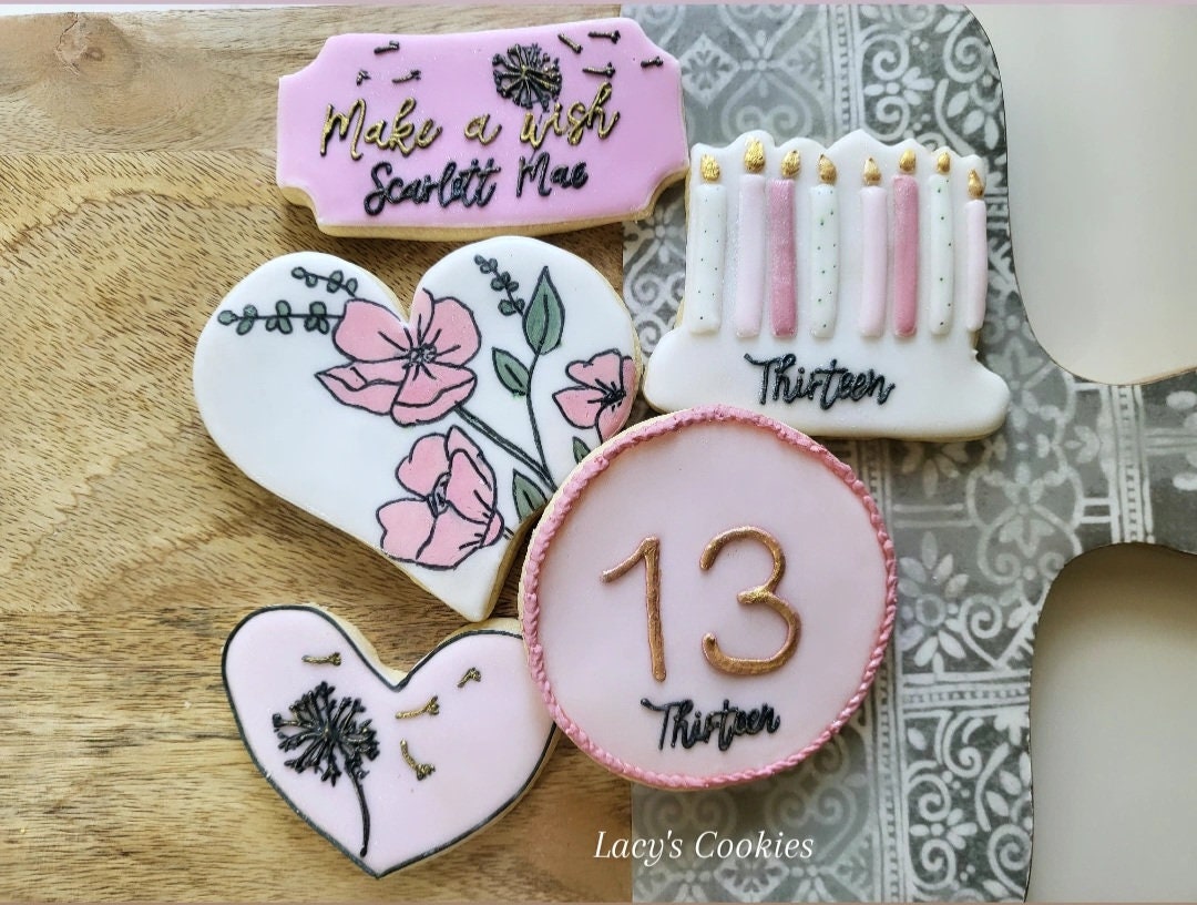 13th Birthday Cookies, 13th Birthday Girl, Make a Wish, Gift Idea for ...
