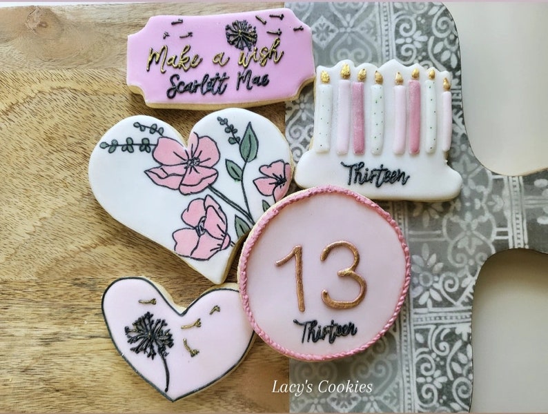 13th Birthday Cookies, 13th Birthday Girl, Make a Wish, Gift Idea for ...