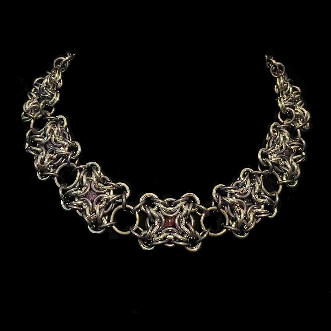 Chainmail Choker, Byzantine Diamond Shape Chainmail Segments With ...