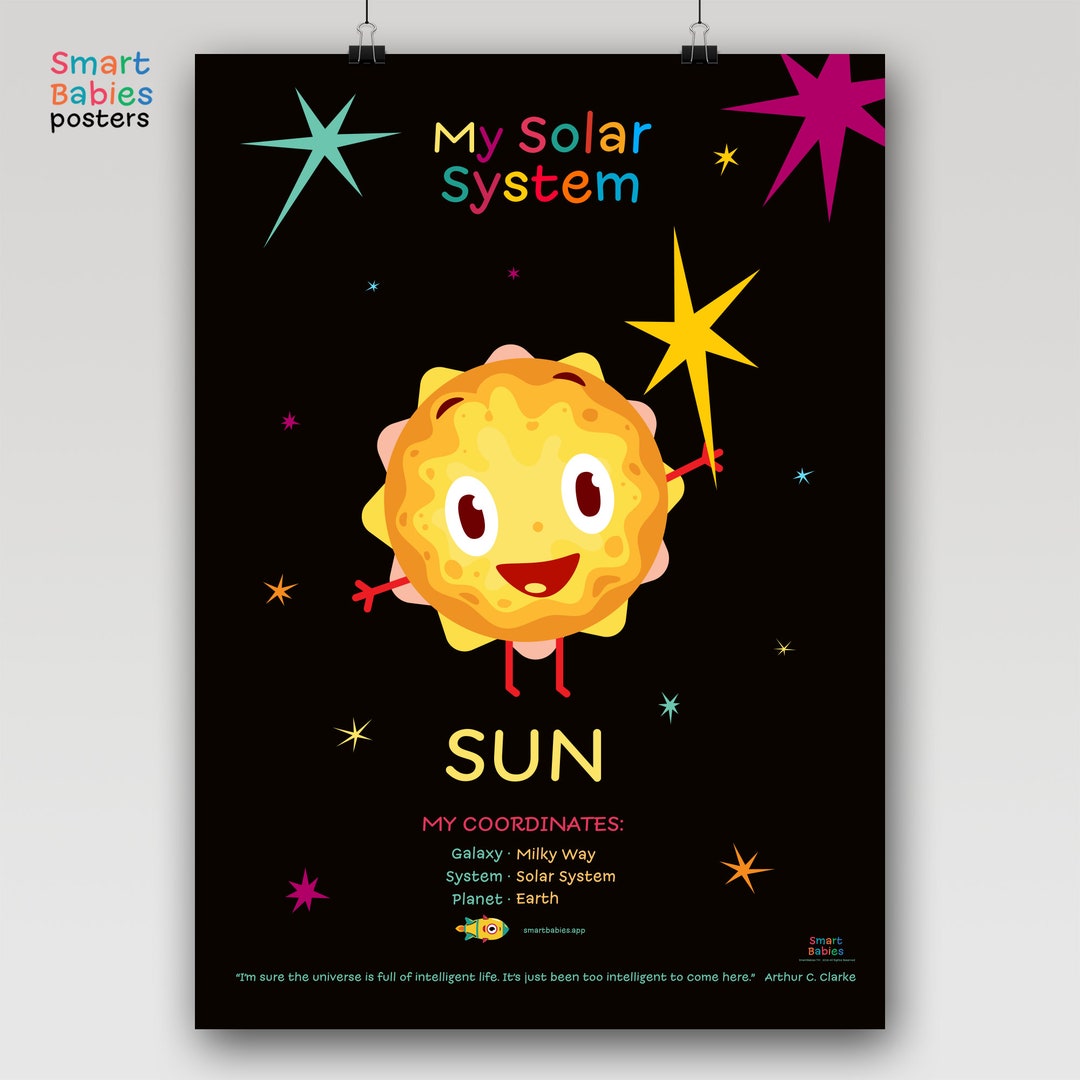 Space Poster for Kids Nursery Decor Sun Wall Art Digital Print Instant ...