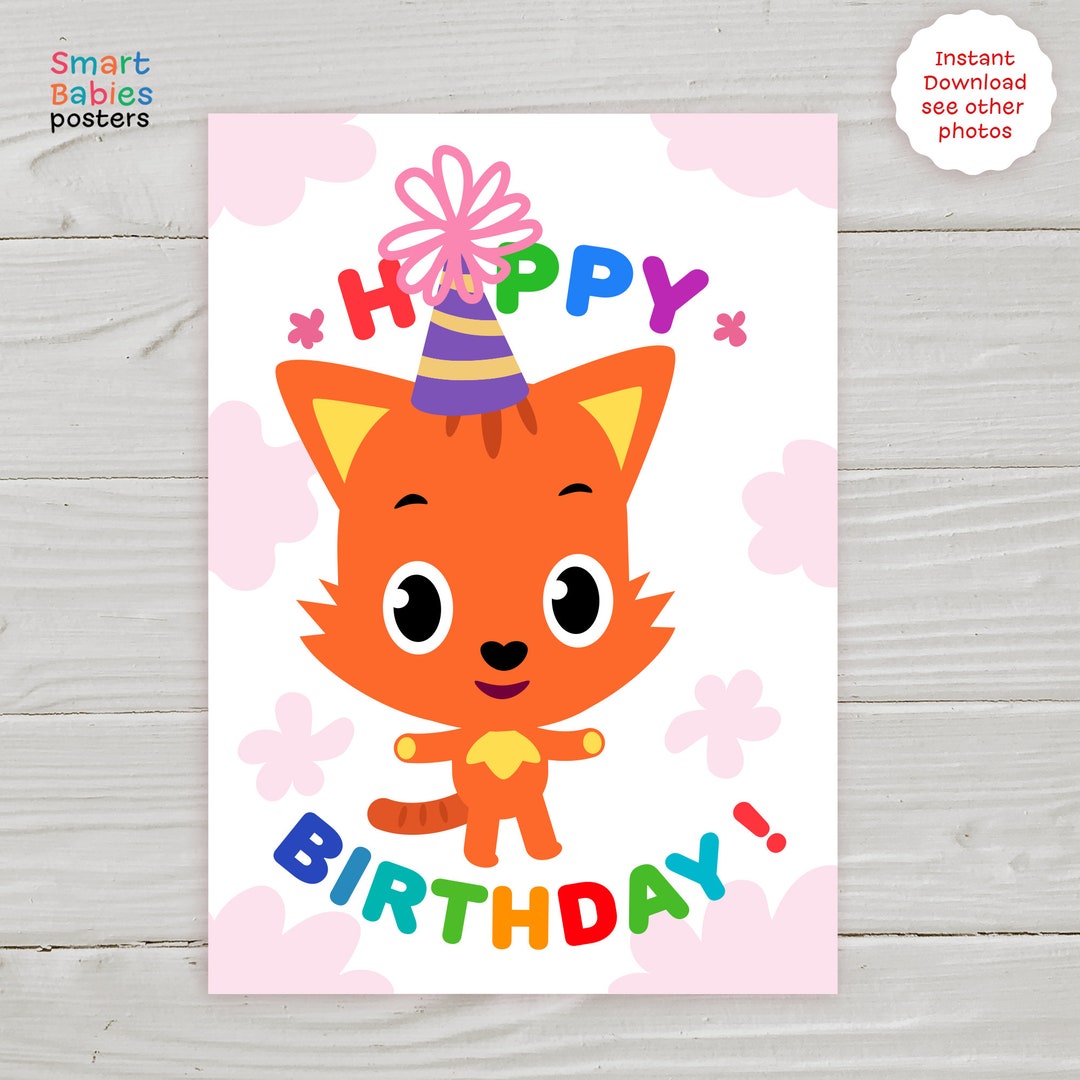 Ginger Cat Birthday Card Printable Digital Download - Etsy Australia