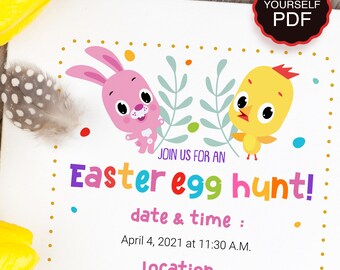 Editable Easter Egg Hunt Flyer Printable and Editable Template Sunday ...