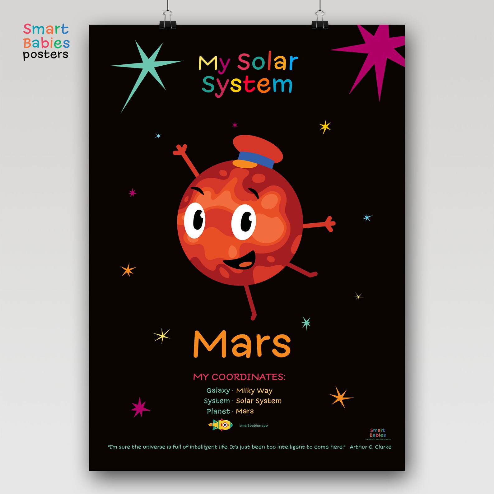 Space Poster for Kids Nursery Decor Mars Wall Art Digital - Etsy Ireland