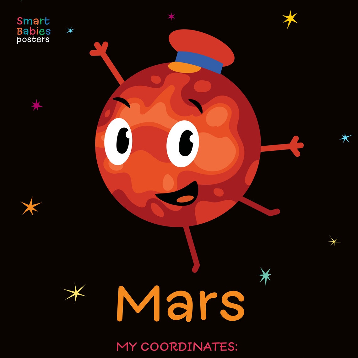 Space Poster for Kids Nursery Decor Mars Wall Art Digital - Etsy Ireland