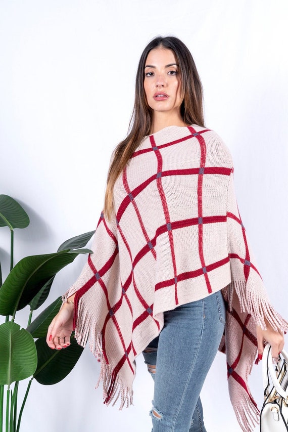 Geometric Triangular Knitted Poncho | Etsy