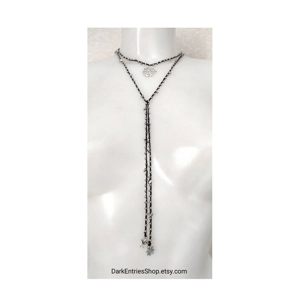 Long Double Twist Wire Strangle. Cobweb and Spider - Etsy