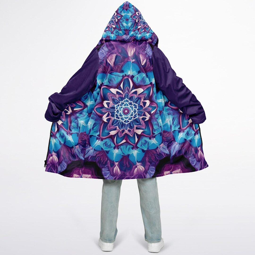 Indigo Dusk Zip up Hooded Cloak. Festival Jacket. Rave Cloak. Rave Hood ...