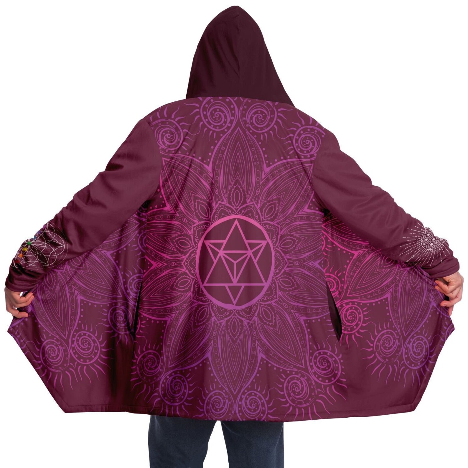Soul Star Chakra Mandala Hooded Cloak. Rave Coat. Rave Cloak. Festival ...