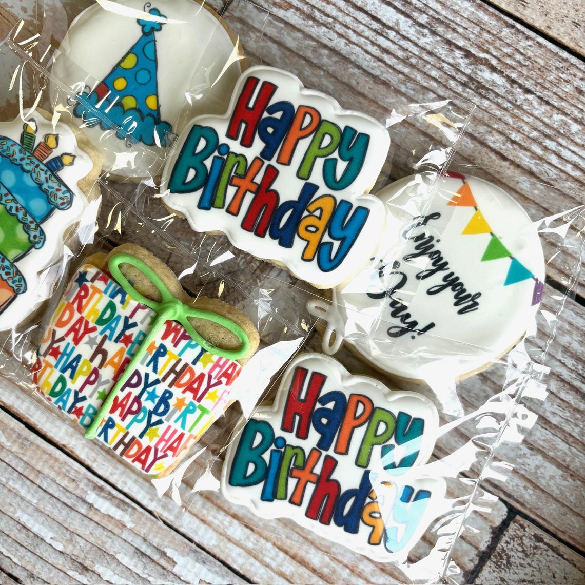 6 Count Happy Birthday Cookie Gift Set Decorated Birthday Sugar Cookies ...