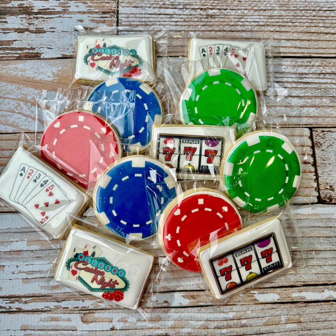 1 Dozen Casino Night Themed Decorated Sugar Cookies Poker Chip Cookies ...