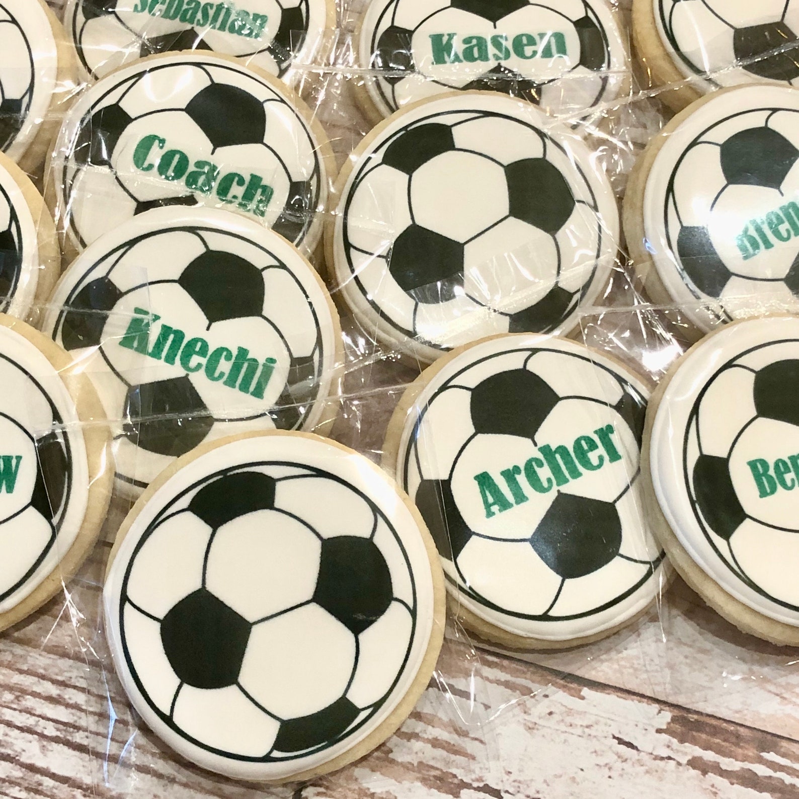 1 Dozen Soccer Ball Sugar Cookies Decorated Soccer Cookies - Etsy