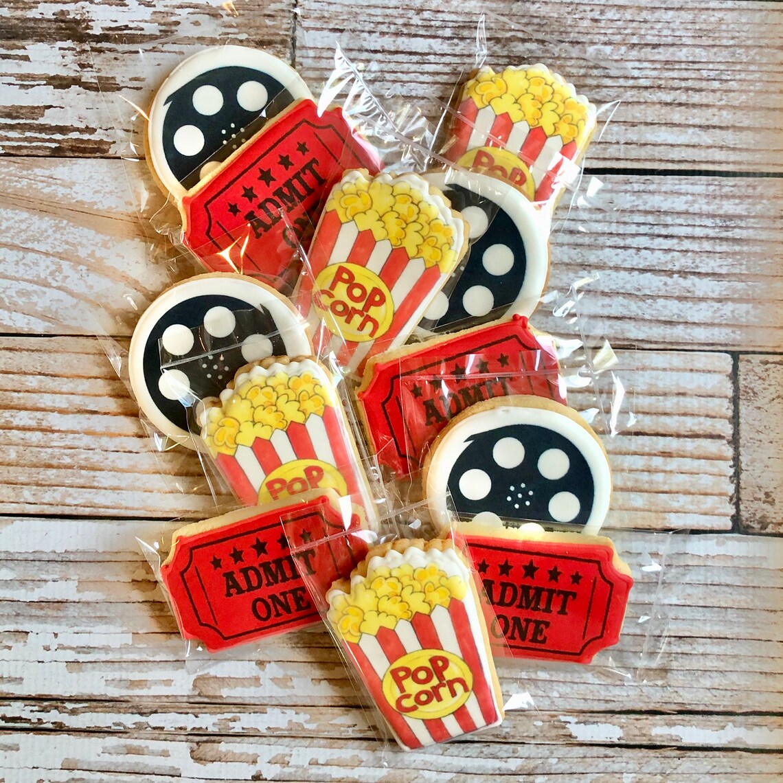 1 Dozen Movie Night Themed Decorated Cookies Reel Film Strip - Etsy
