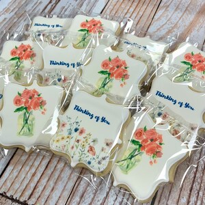 Thinking of You Floral Gift Sugar Cookies Decorated Sugar Cookies Thank ...