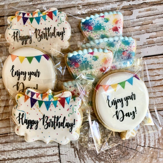 6 Count Happy Birthday Cookie Gift Set Decorated Birthday | Etsy
