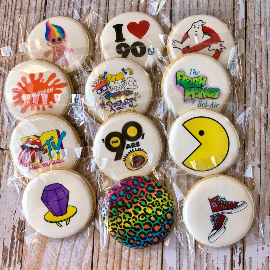 1990s Themed Decorated Sugar Cookies 90s Party Favors 1990s Themed ...