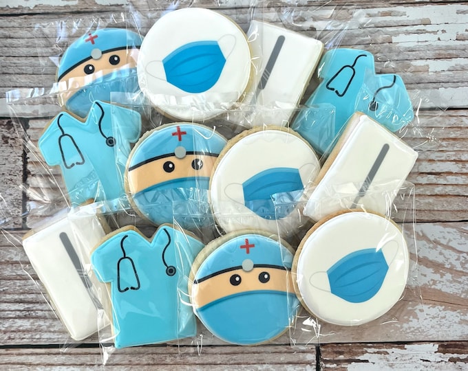 Medical Professional Doctor Nurse Healthcare Scrubs Mask Royal Icing ...