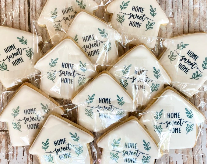 1 Dozen Home Sweet Home Realtor Decorated House Shaped Sugar Cookies ...